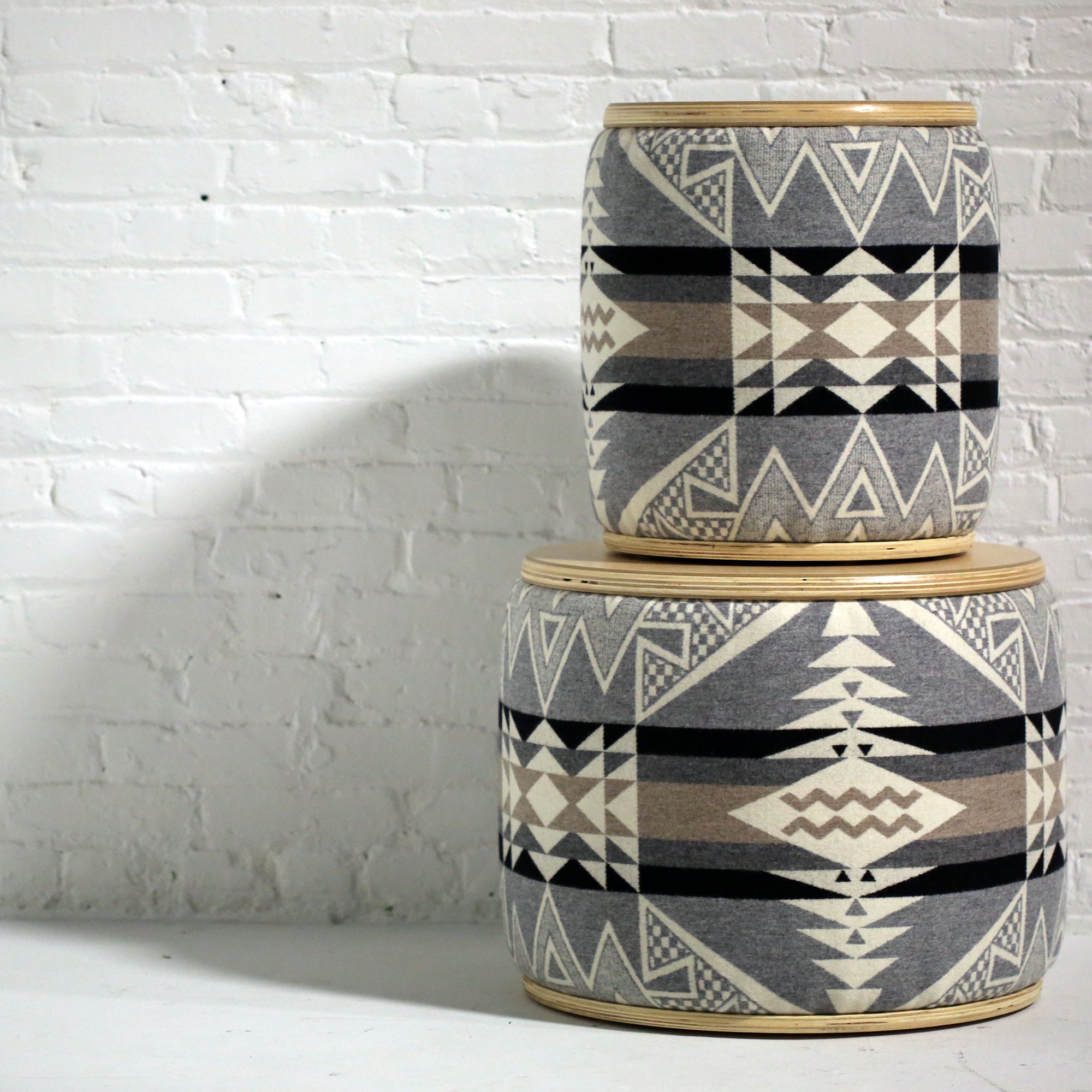 Drum Stools – Indigo Arrows