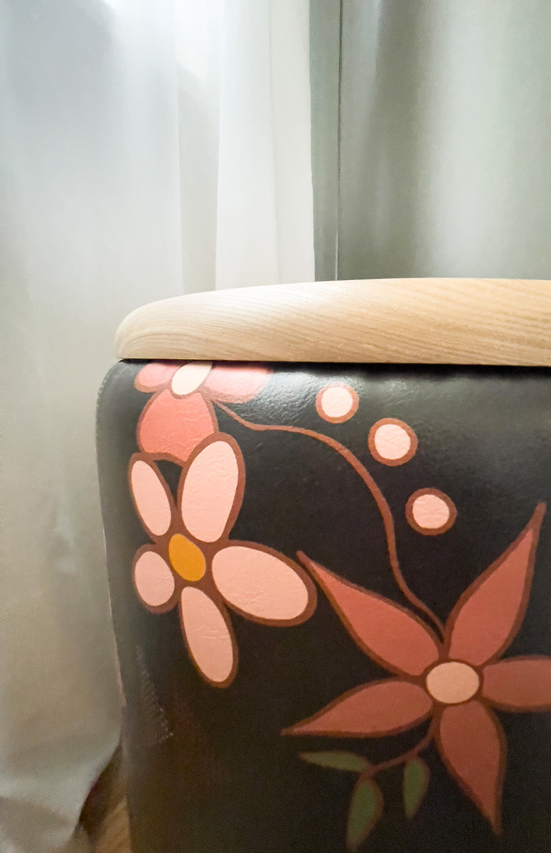 Dark Floral Drum Stools – Indigo Arrows